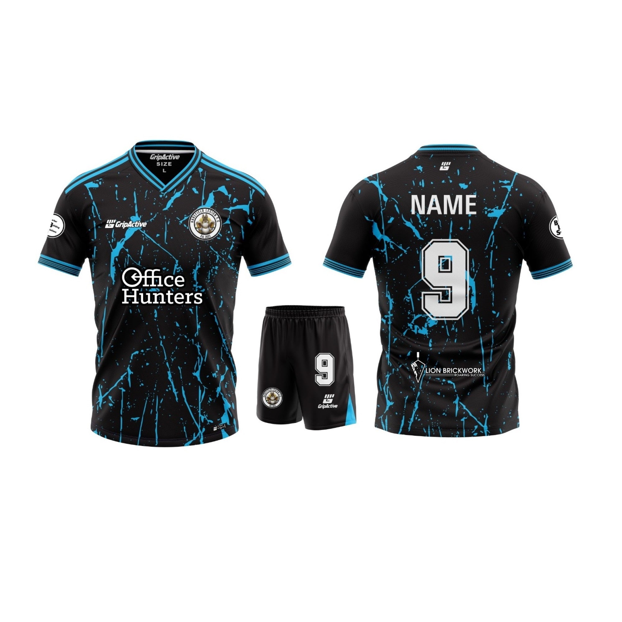 Harefield Legion FC Black Match Kit – Grip Active Limited